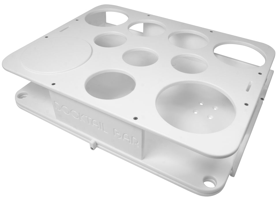 Docktail Boat Table Caddy Bait Table Combo & Pontoon Boat Rail Mount