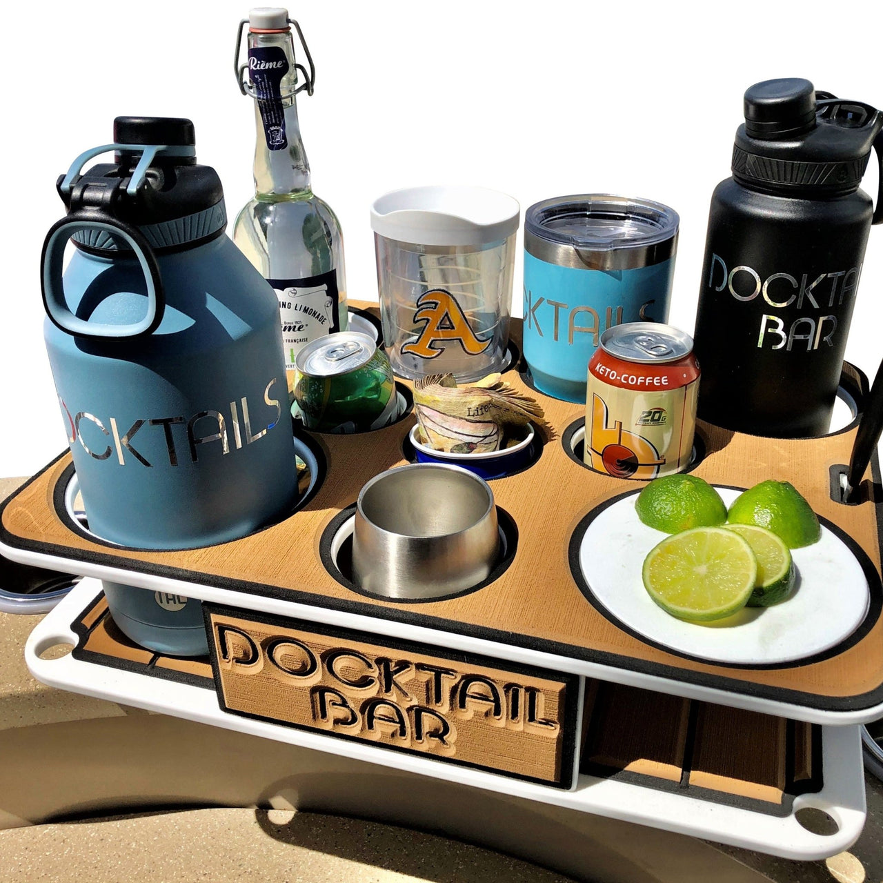 Docktail Boat Table and Cup Holder Caddy with SeaSucker Suction Mounts