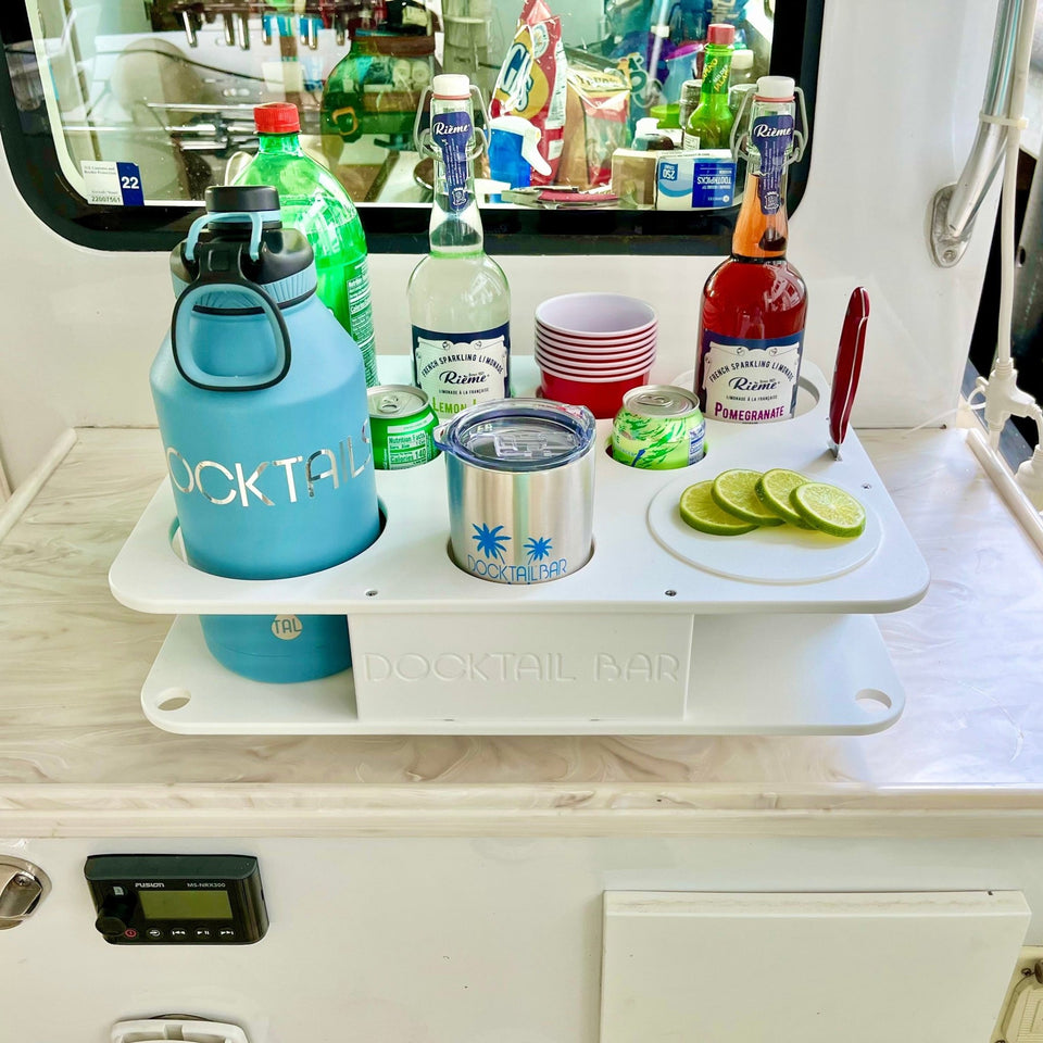 Docktail Boat Table and Cup Holder Caddy with SeaSucker Suction Mounts