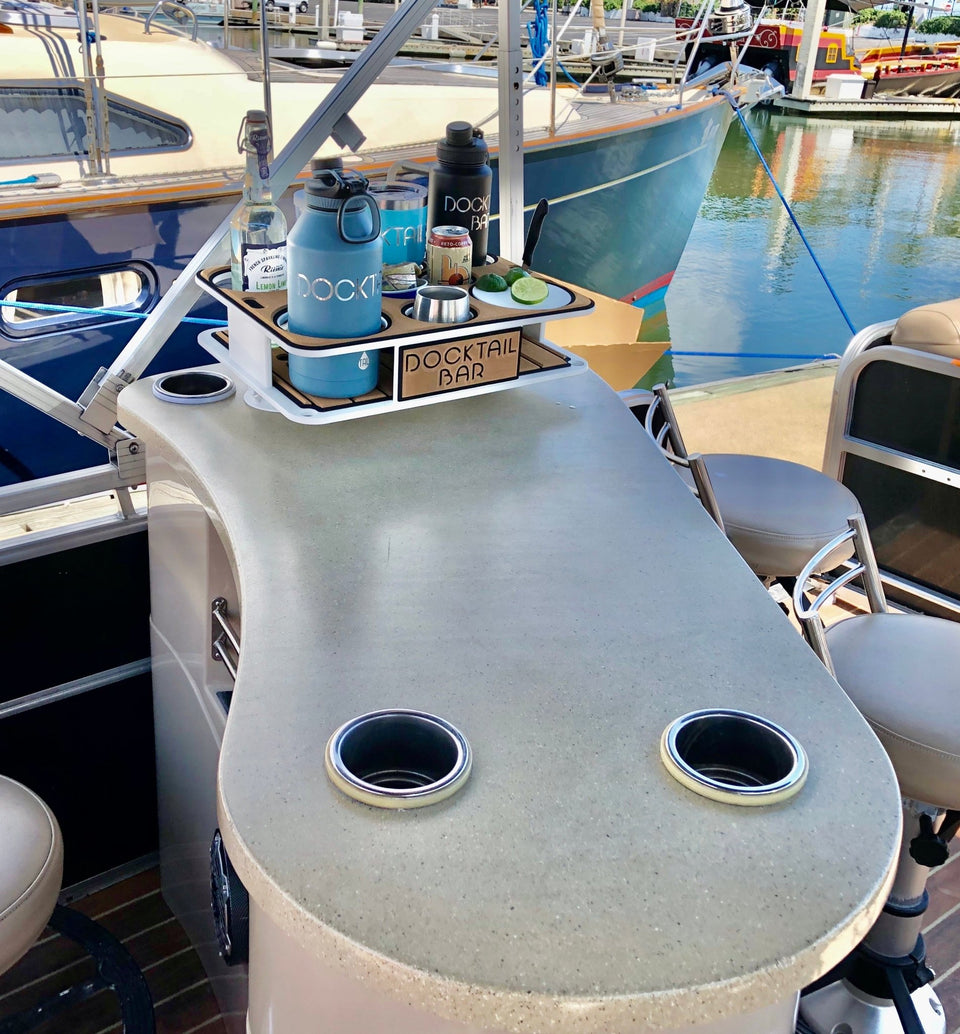 Docktail Boat Table and Cup Holder Caddy with SeaSucker Suction Mounts