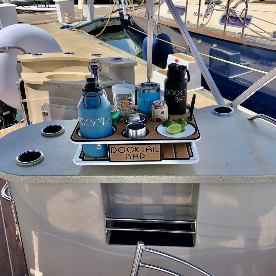 Docktail Boat Table and Cup Holder Caddy with SeaSucker Suction Mounts