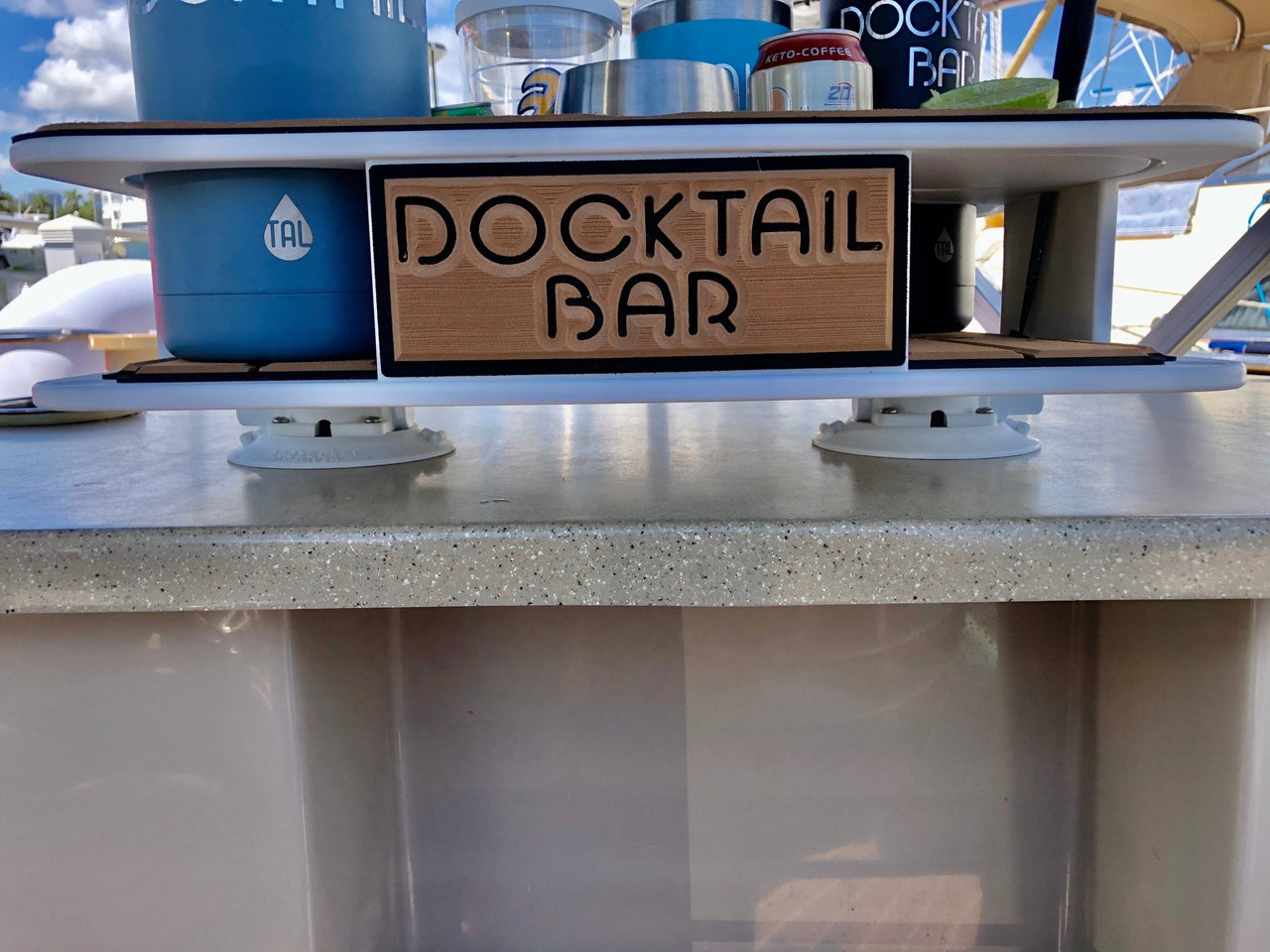 Docktail Boat Table and Cup Holder Caddy with SeaSucker Suction Mounts