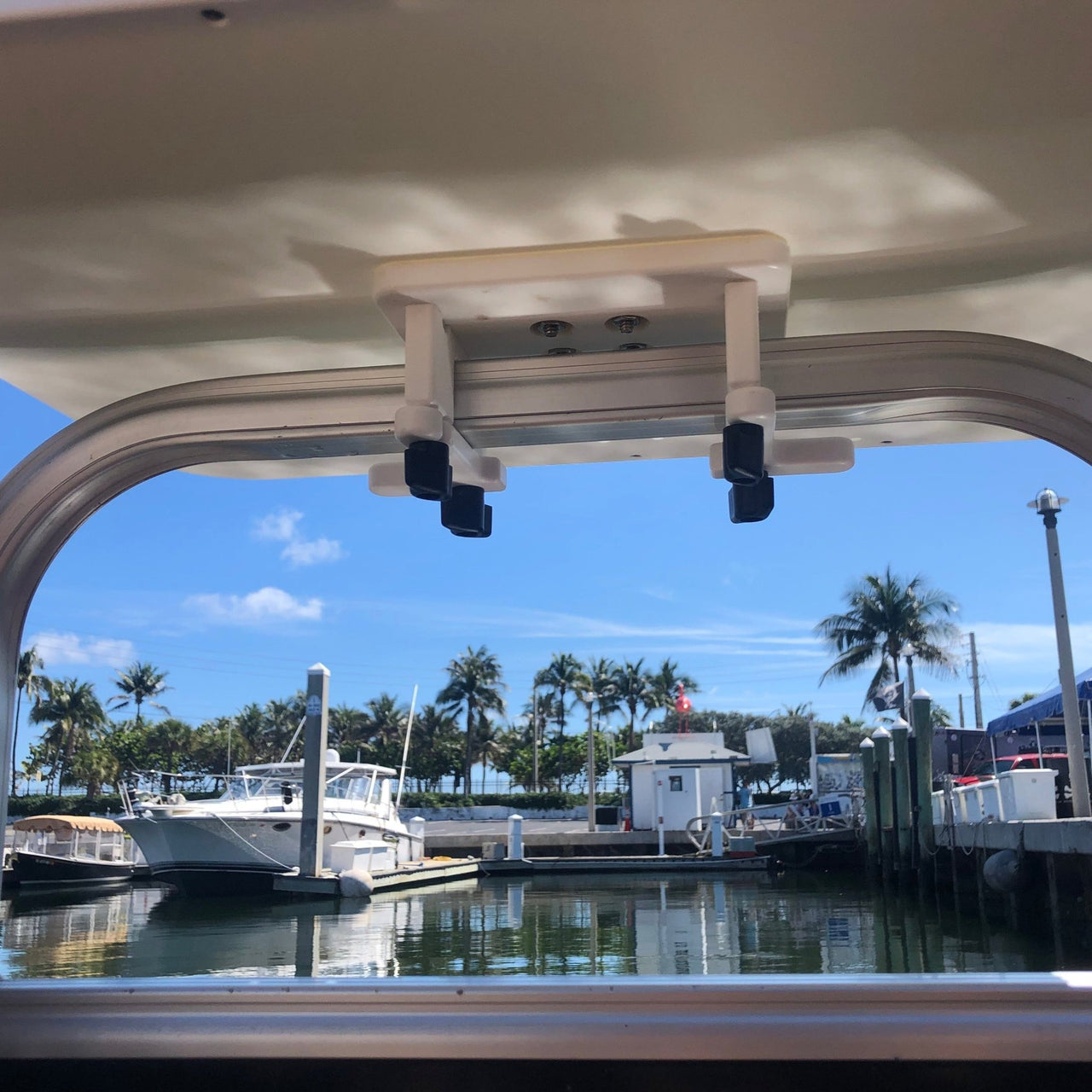 Docktail Utility Table Accessory with Pontoon Boat Rail Mount
